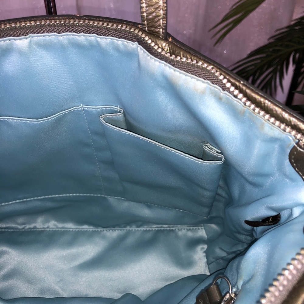 Coach Stitch Signature Stripe Leather Tote F15142 - Gem